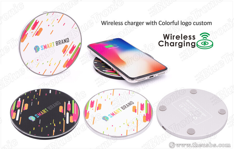 Wireless charger with Colorful logo custom